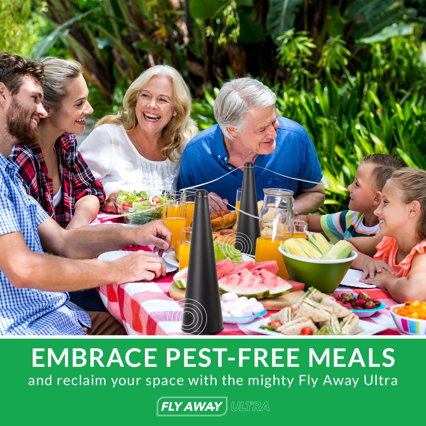 Fly Away Ultra 2 Pack | Rechargeable battery | Keeps flies off food.